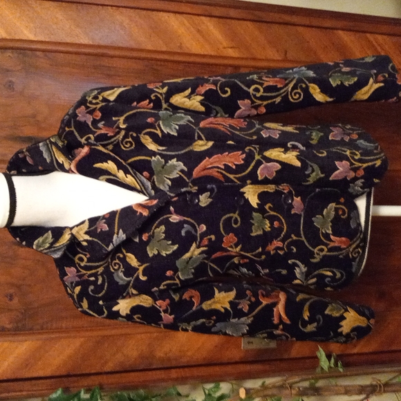 Elcc | Jackets & Coats | Elcc Jacket Black With Floral Pattern Very ...